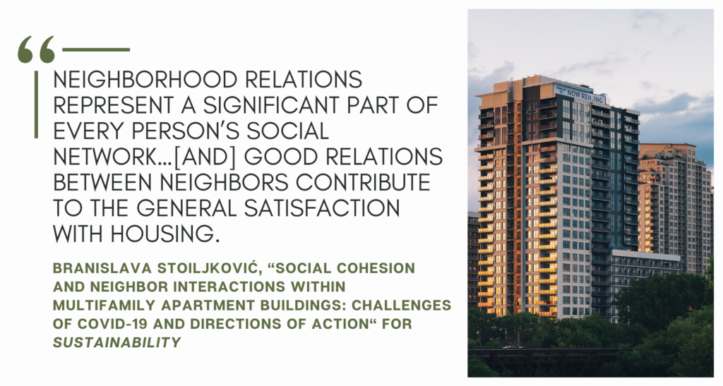 Social Interaction at the Scale of the Apartment Complex